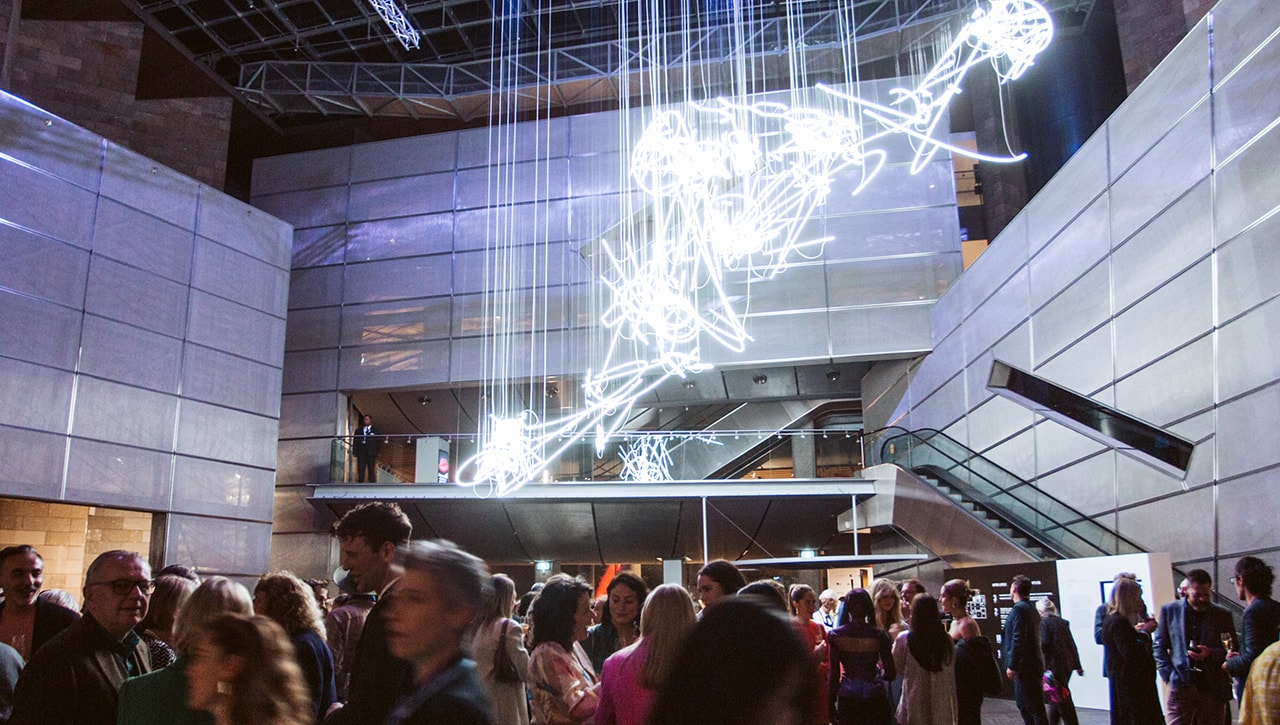 Installation view of Cerith Wyn Evans’ C=O=D=A (2019-2020). National ...